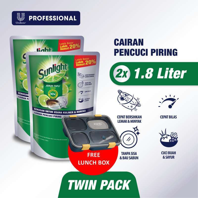 Jual Sunlight Professional Sabun Cuci Piring Cair Jeruk Nipis Pouch 1.8 ...