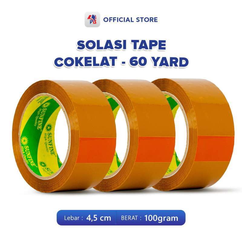 Jual Solasi Bening Coklat Lakban Tape Ukuran 45 Mm Panjang 60 / 90 / 100 Yard - Bening 60y Di ...