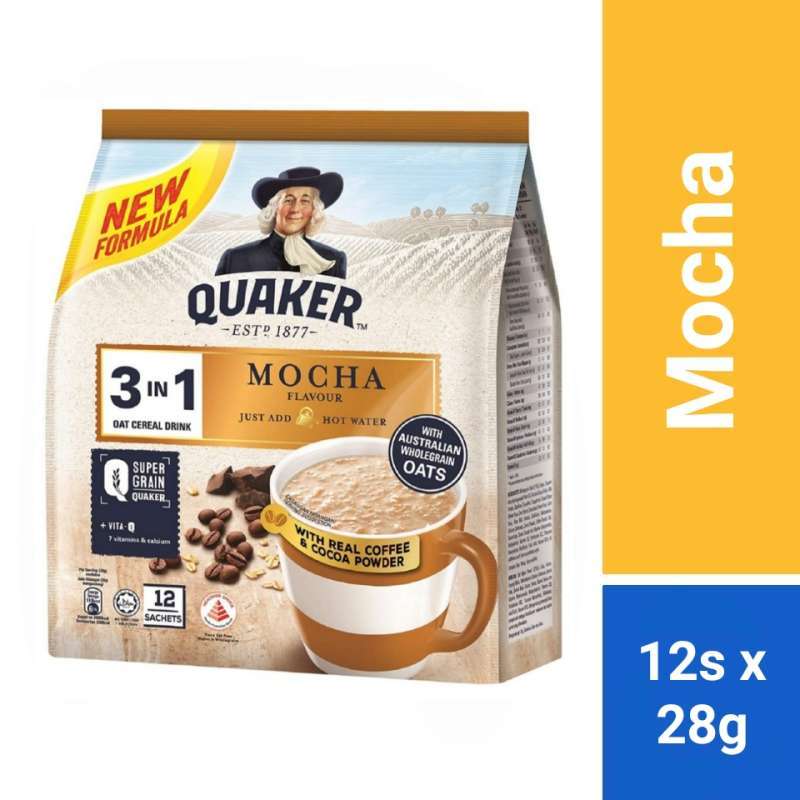 Promo QUAKER 3 in 1 Mocha Oat Sereal Malaysia (12 sachet) Diskon 30% di ...