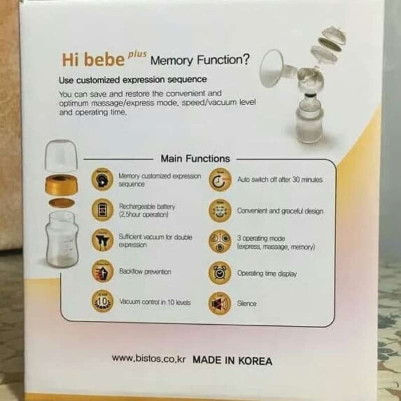 Jual Bistos Hi Bebe BT -100 merupakan pompa asi elektrik ternama buatan Kor di Seller okeshop11 ...