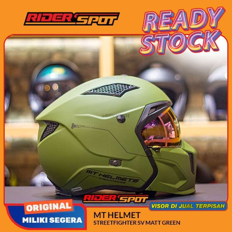Jual Helm Motor MT Helmets Streetfighter SV Matte Green Crossover Not ...