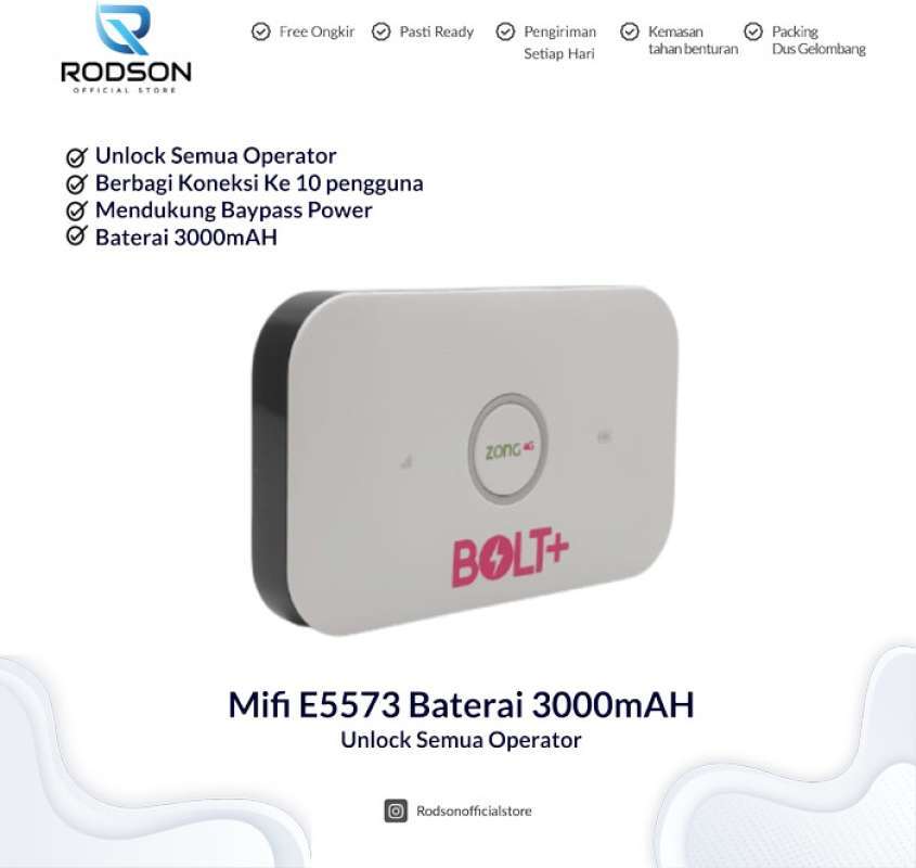 Jual Modem Mifi Wifi E5573 BOLT+ MAX 3000mAh 4G LTE Unlock ALL Operator di Seller NEW VISION ...