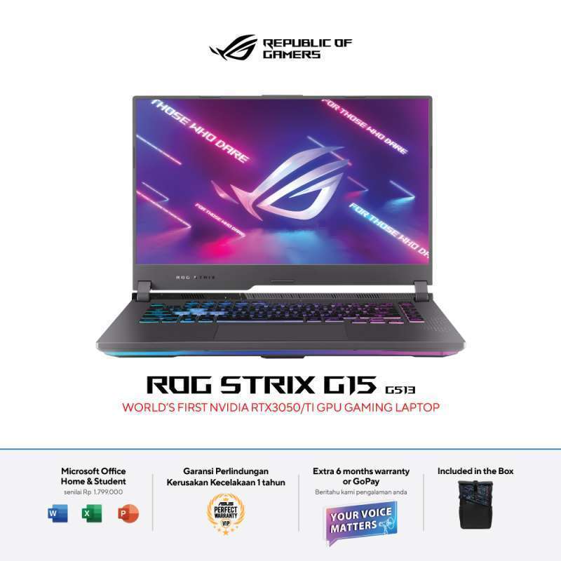 Jual ASUS ROG STRIX G15 G513IC - RYZEN 7 4800H 8GB 512SSD RTX3050 4GB ...