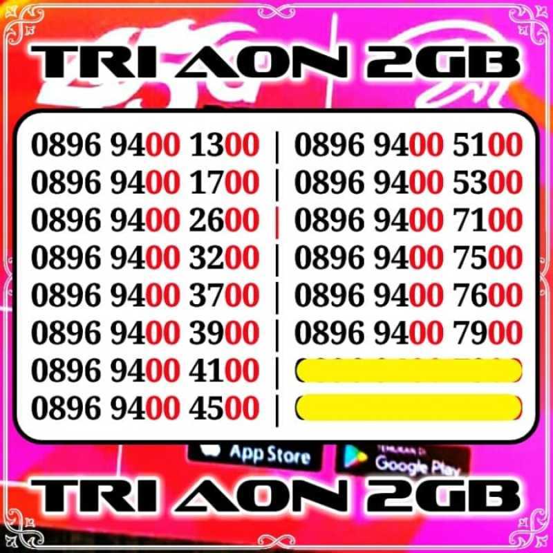 Promo Nomor Cantik Tri 3 Three Kartu Perdana Tri 3 Three AON Always On ...