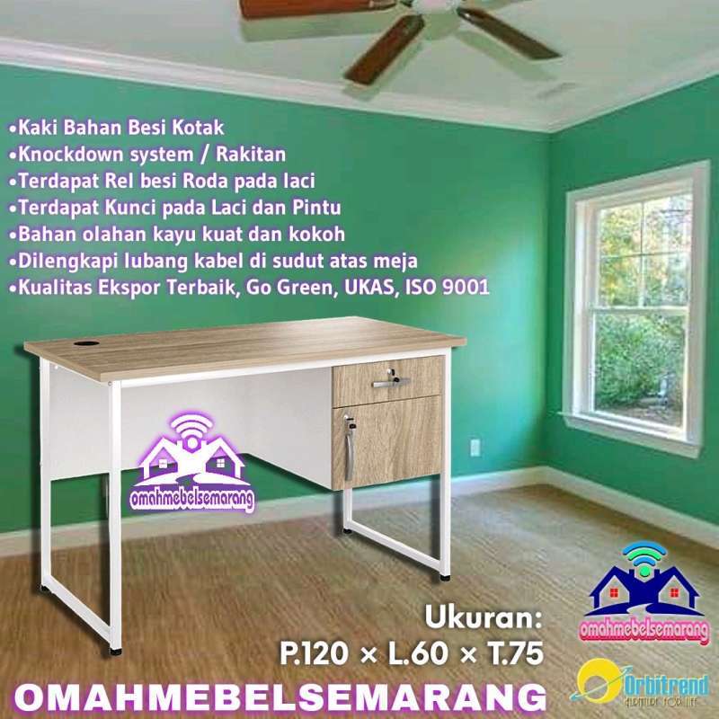 Promo Meja Kerja Kantor kaki besi 120 ORBITREND MASON Meja Tulis ...