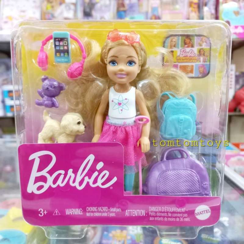 Jual Barbie CHELSEA TRAVEL Doll with Puppy Carrier BackPack original ...