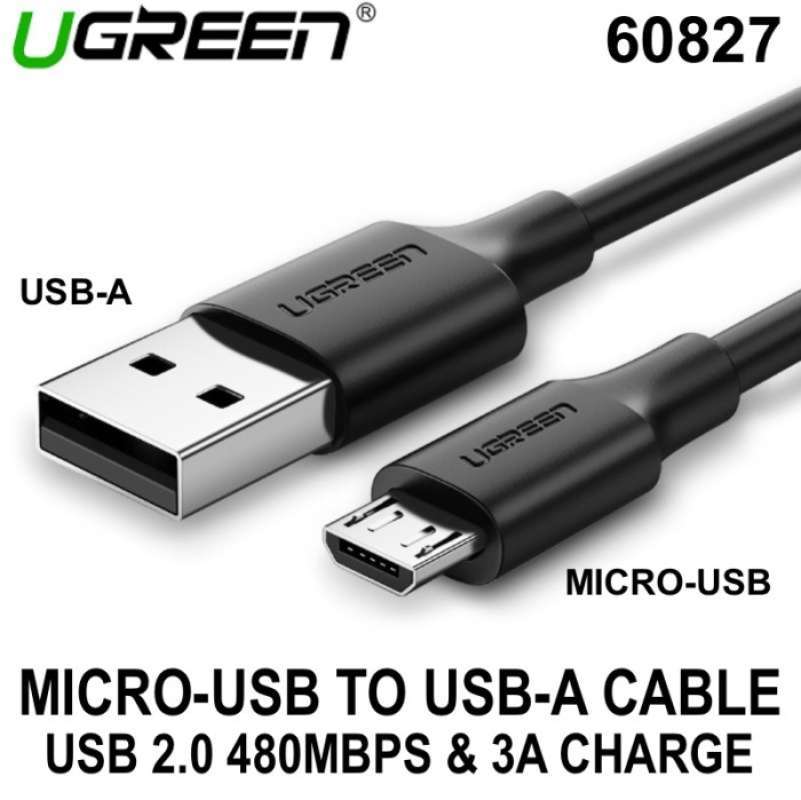Promo UGREEN 60827 Micro-USB to USB-A 2.0 Sync & Charge Cable 3A BLACK ...