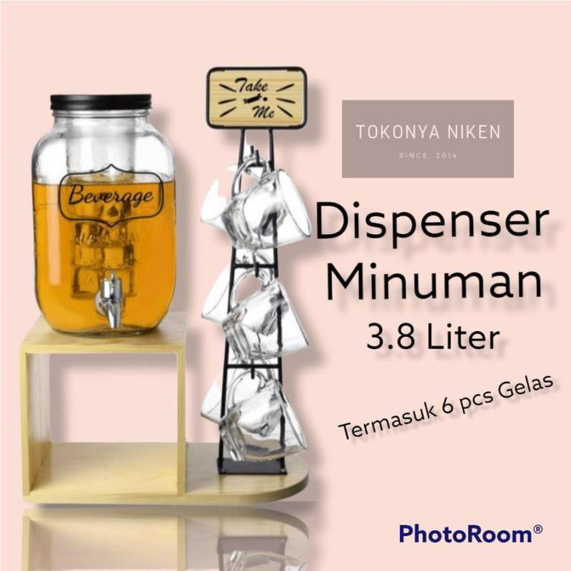 Jual Dispenser Air Minuman Kaca dengan Infuser dengan 6 Pcs Gelas di ...