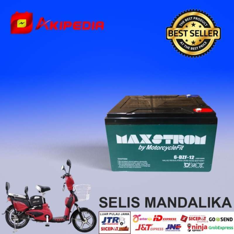 Jual Aki Sepeda Listrik SELIS MANDALIKA 12V 12Ah Aki VRLA MAXTROM 6-DZF ...