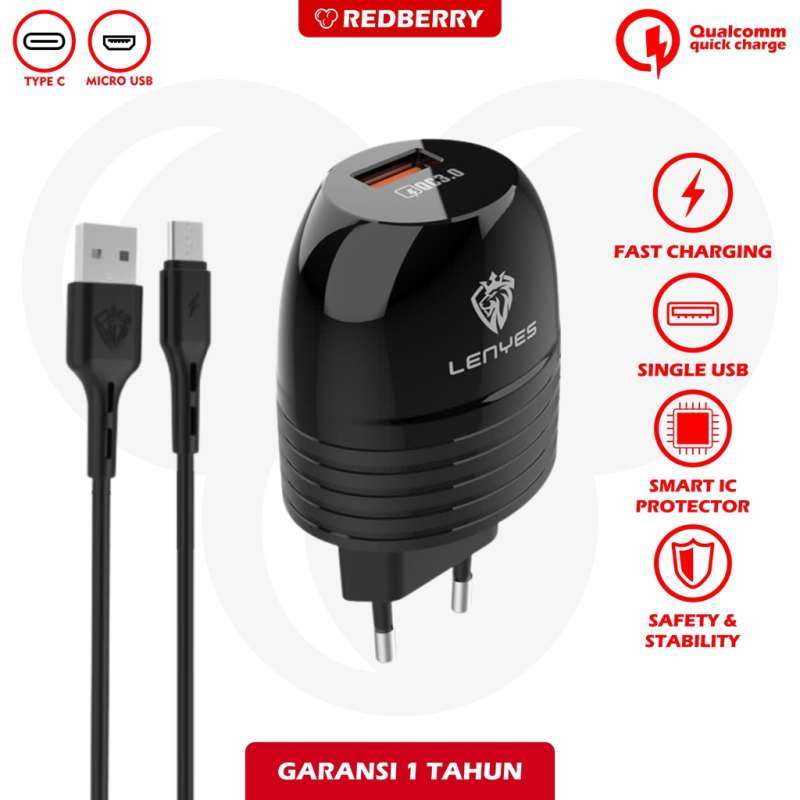 Promo Charger LENYES LCH092 3A Fast Charging kabel data Type C Micro ...