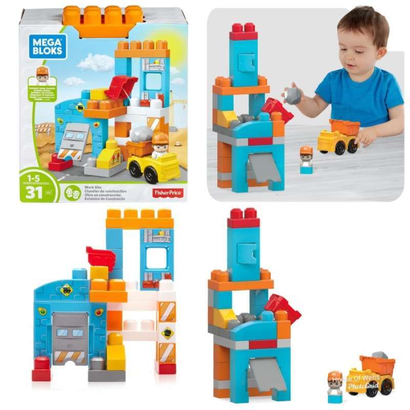 Promo Fisher Price Mega Bloks Work Site Original 1-5+ 31 Pcs Diskon 17% ...