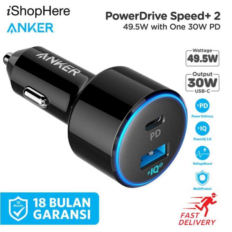 Jual Charger Mobil Anker Usb A & C Pd 49,5w Powerdrive Speed+ 2 Port ...