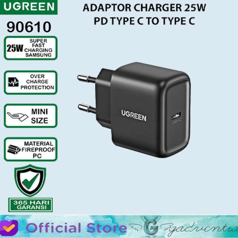 Jual UGREEN 50581 Adaptor Set Charger USB TYPE C 25W + Kabel C TO C ...