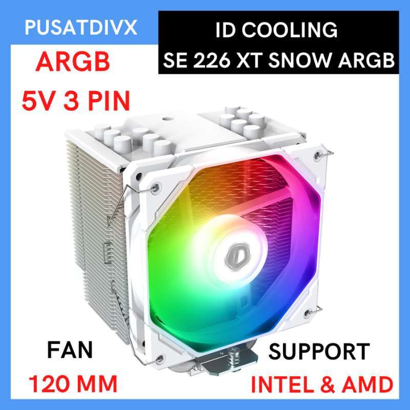 Jual PUSATDIVX ID COOLING SE 226 XT ARGB SNOW CPU COOLER INTEL AMD di ...