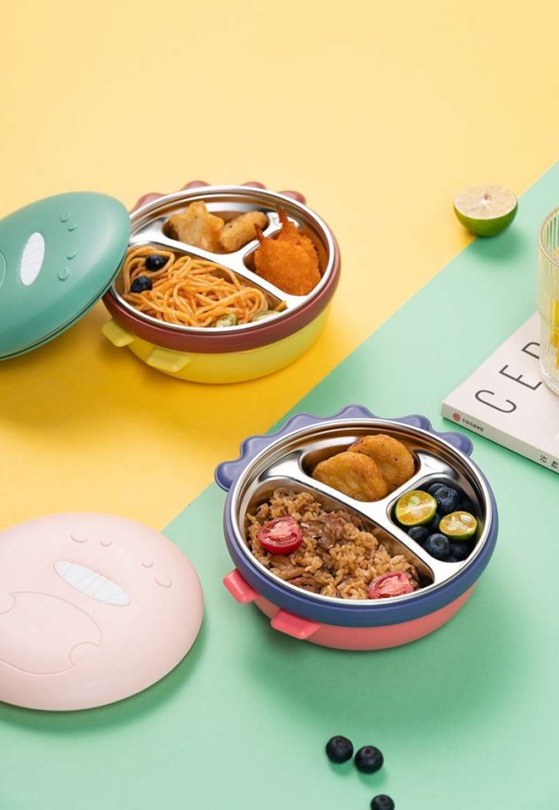 Jual Tseloop-c354 Kotak Bekal Anak Stainless Karakter Dino Set / Lunch Box Di Seller Honey ...