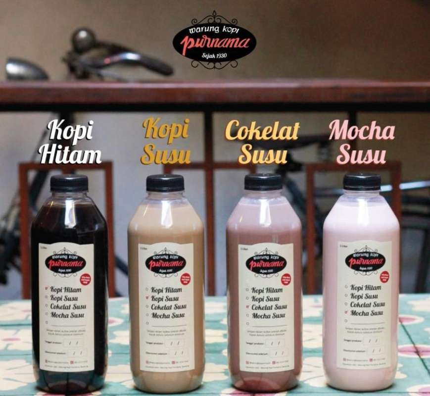 Jual 1 Liter 1 Lt 1000ml Kopi Susu Cokelat Hitam Mocca Purnama Bandung ...