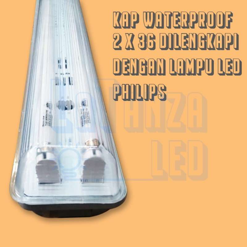 Jual Kap Lampu Waterproof 2x36 Lampu LED Philips TL 2 x 36 LED 120cm di ...