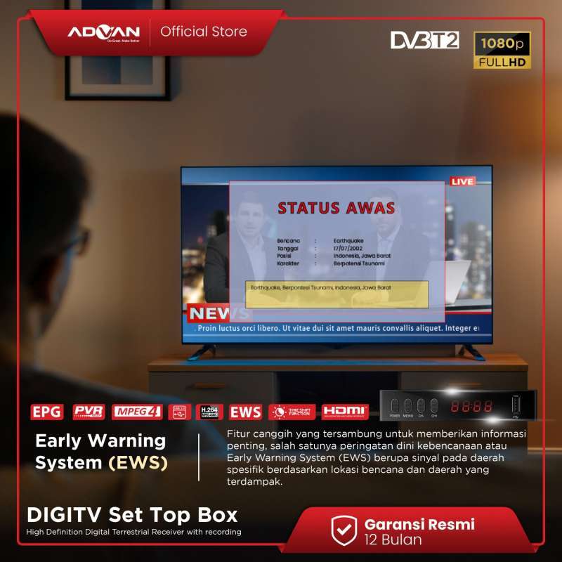 Promo Set Top Box Advan Stb Dvbt2 Digitv Digital Sni Mendukung Youtube Diskon 76% Di Seller ...