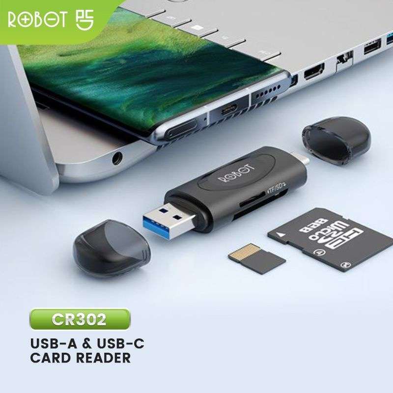 Jual Robot Card Reader Cr302 2 In 1 Usb 3.0 To Type-c Otg Memory Card ...