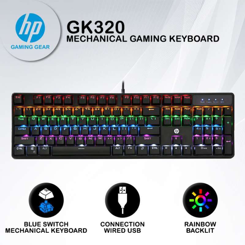 Jual Keyboard Gaming HP GK320 - RGB Blue Switch Mechanical Keyboard di ...