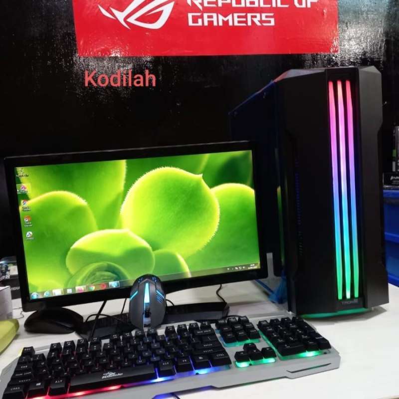 Jual PC Gaming editing Core i7 Vga 4 gb Gtx1050 monitor 24 in curve samsung di Seller Lancar ...
