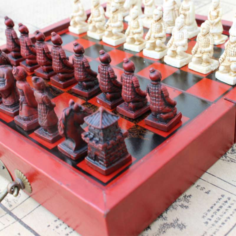 Jual Vintage Terracotta Army Miniature Chinese Chess Board Game Pieces ...