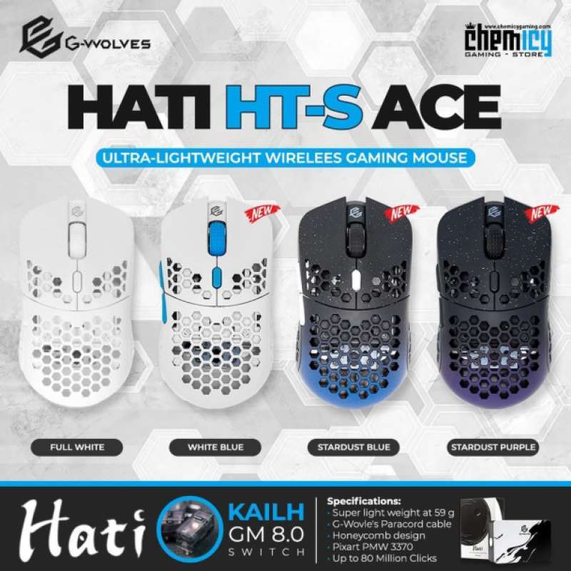 Jual G-Wolves Hati HT-S Ace Wireless White Ultra Lightweight Gaming ...