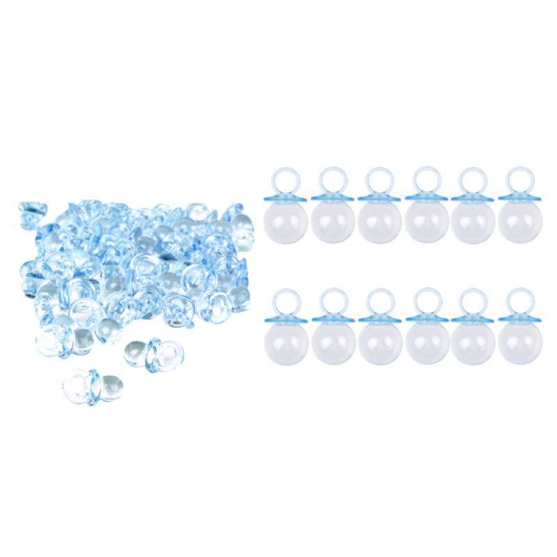 Promo 12x Baby Shower Fillable Candy Bottles+50x Blue Mini Pacifier ...