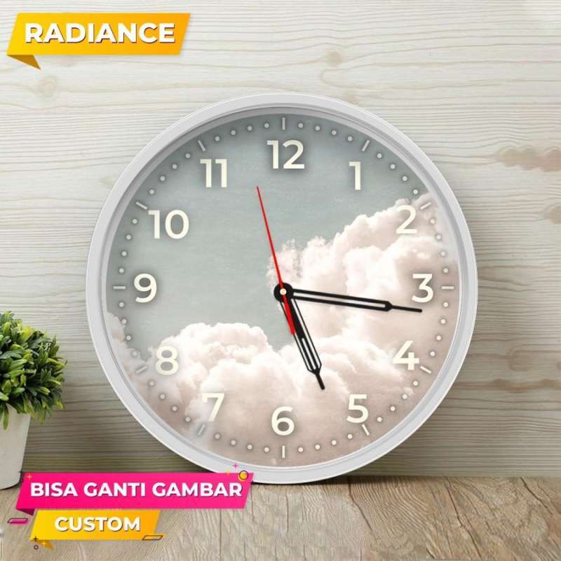 Jual Jam dinding unik aesthetic awan estetik bisa custom ada kaca di ...