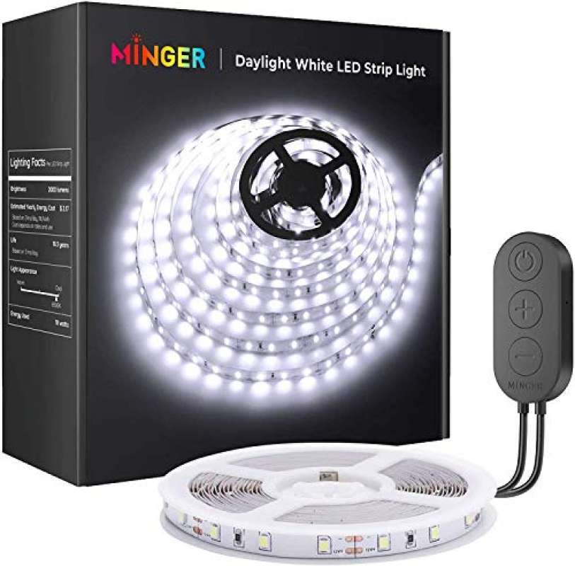 Jual MINGER White LED Strip Lights, 16.4ft Dimmable Strip Lights Kit ...