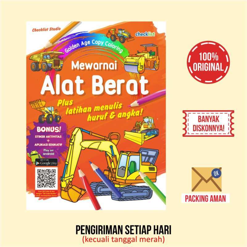 Promo Buku Aktivitas Anak Golden Age Copy Coloring Mewarnai Alat Berat ...