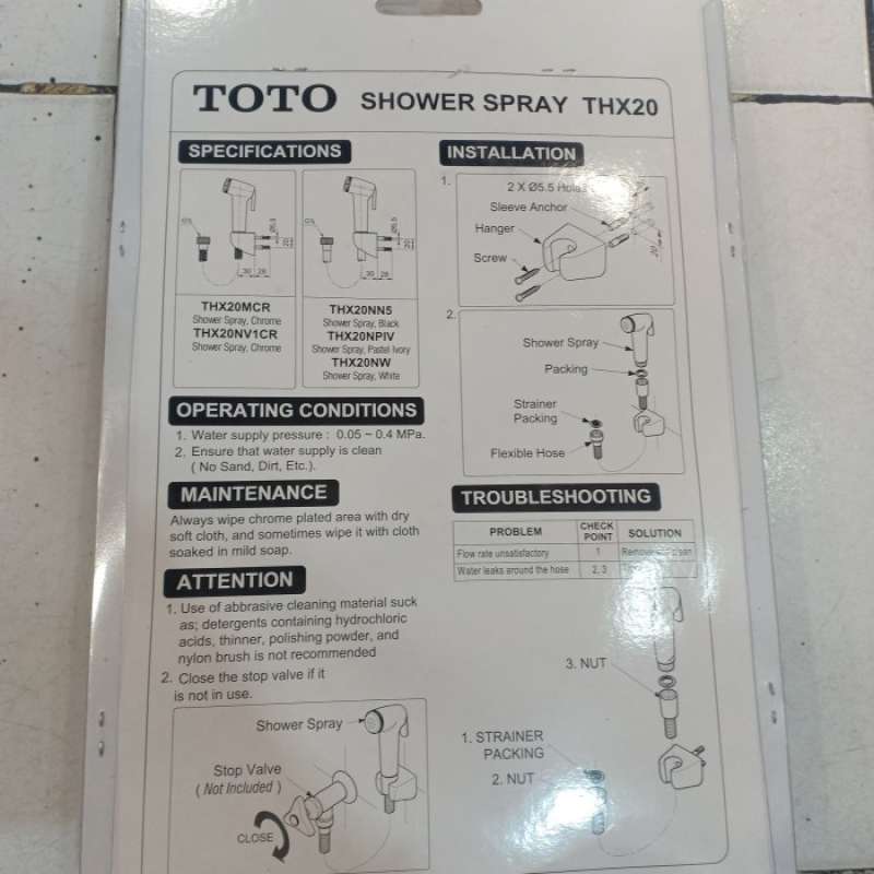 Promo Shower Toilet/ Jet Shower TOTO STAINLESS THX 20MCRB Diskon 9% di ...