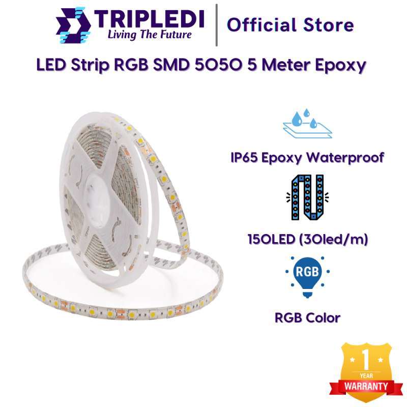 Jual TRIPLEDI LED Strip RGB 5050 5 Meter Waterproof IP65 Epoxy Lampu Hias Plafon Tempel Dinding ...