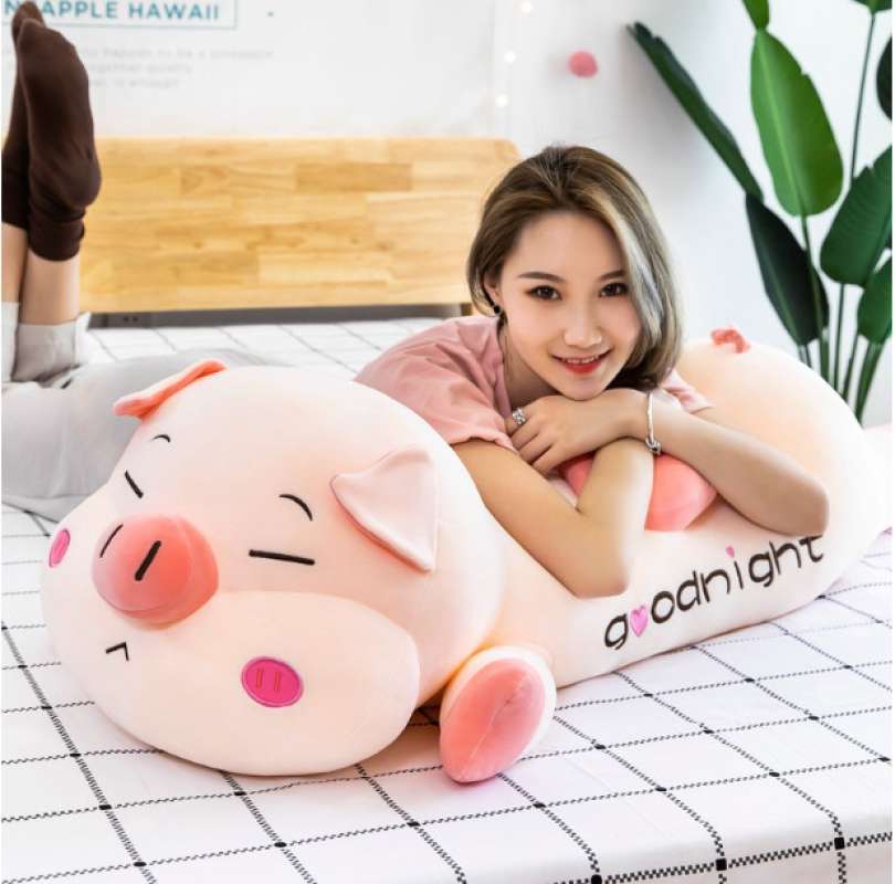Jual Boneka Babi Piggy Gemoy Jumbo 90cm Guling Dino Hijau Bantal Sapi ...