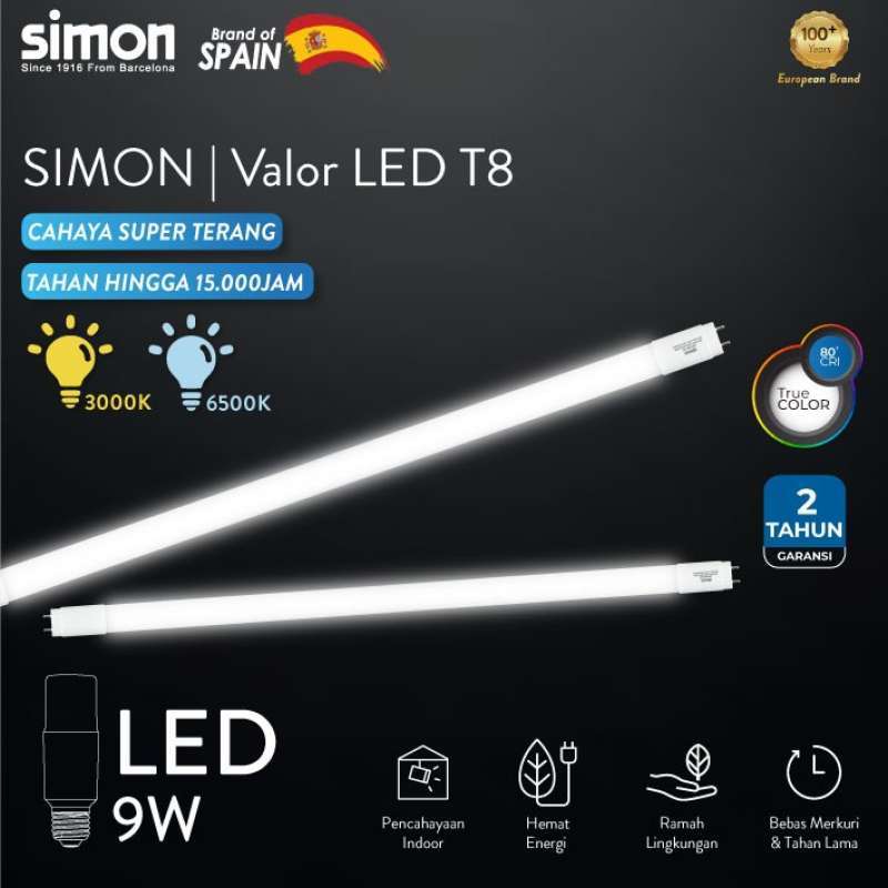 Promo Lampu Simon Valor LED T8 DE 9 Watt Diskon 10% di Seller Simon Official Store - Kota ...