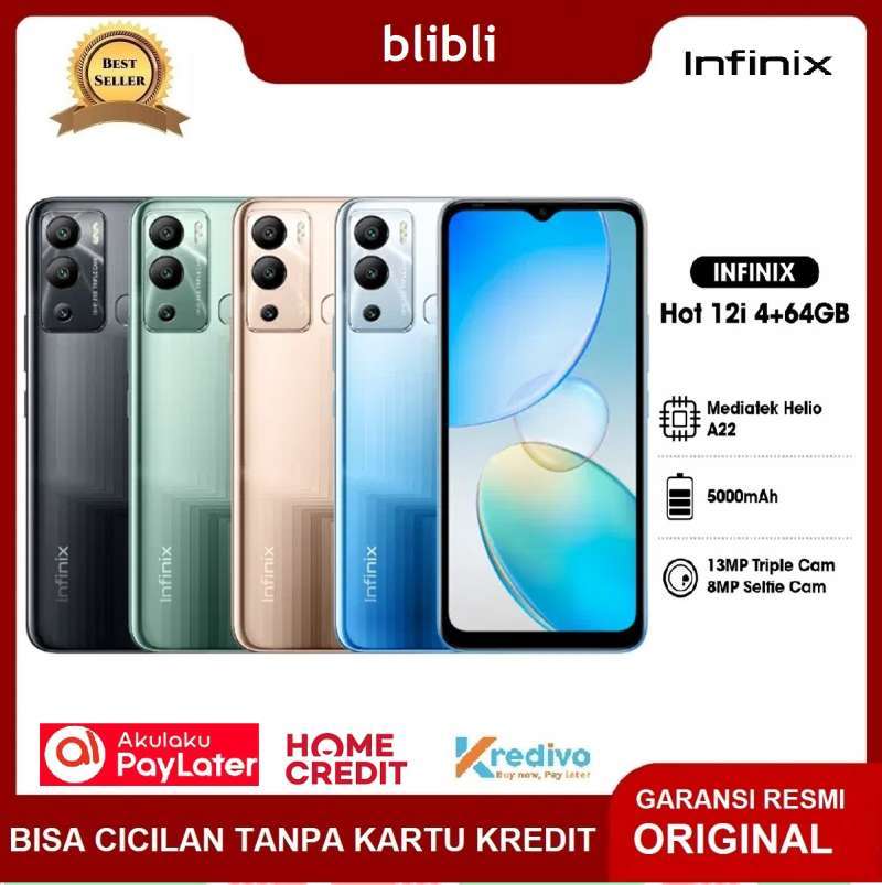 Promo Infinix Hot 12i Ram {4GB/64GB} 7GB Extended RAM - 6.6 IPS HD+ ...