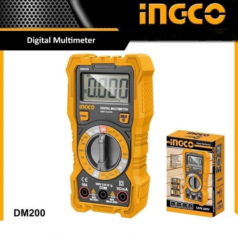 Promo Ingco Digital Multimeter Multitester Heavy Duty 600V Dm200 Avo ...