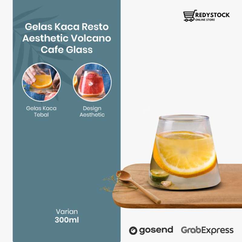 Jual Gelas Kaca Minuman Resto Cafe Drink Glass Aesthetic Volcano ...