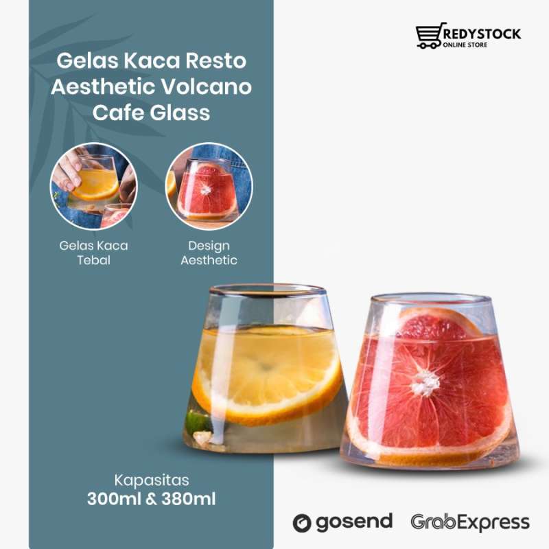 Jual Gelas Kaca Minuman Resto Cafe Drink Glass Aesthetic Volcano ...