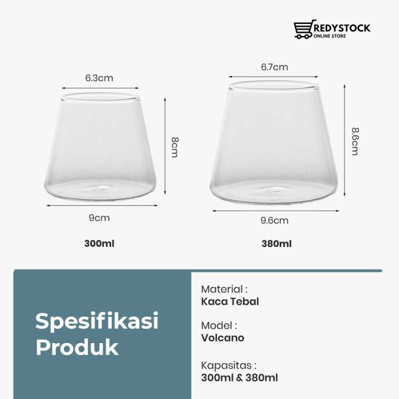 Jual Gelas Kaca Minuman Resto Cafe Drink Glass Aesthetic Volcano ...