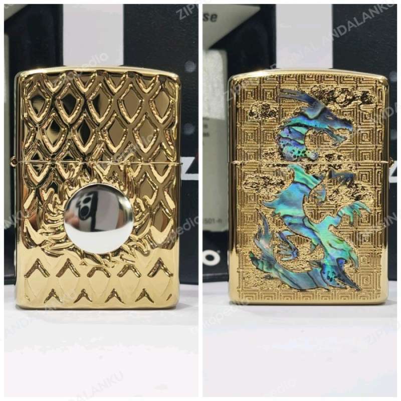 Promo Zippo Original Armor Shell Sky Dragon Scale Gold Plated Japan 2 Sisi Diskon 23% Di Seller ...