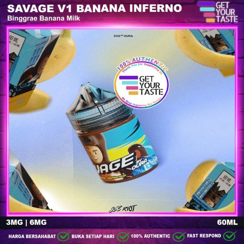 Jual Liquid Savage V1 Banana Inferno 60ml Binggrae Banana Milk By Oura ...