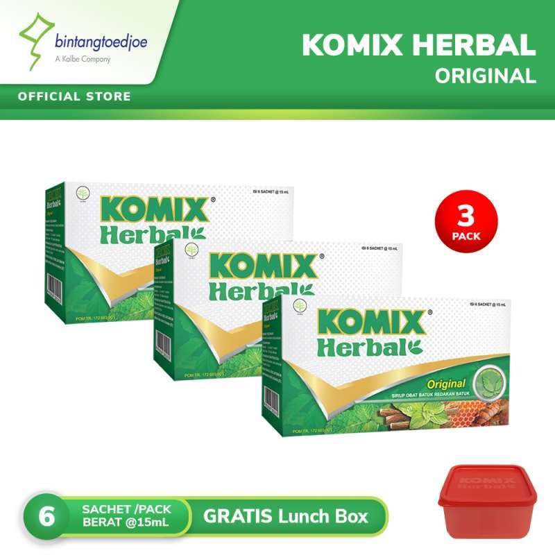 Promo Komix Herbal Original Sachet 3 Pack (18 Sachet) Free Lunch Box ...
