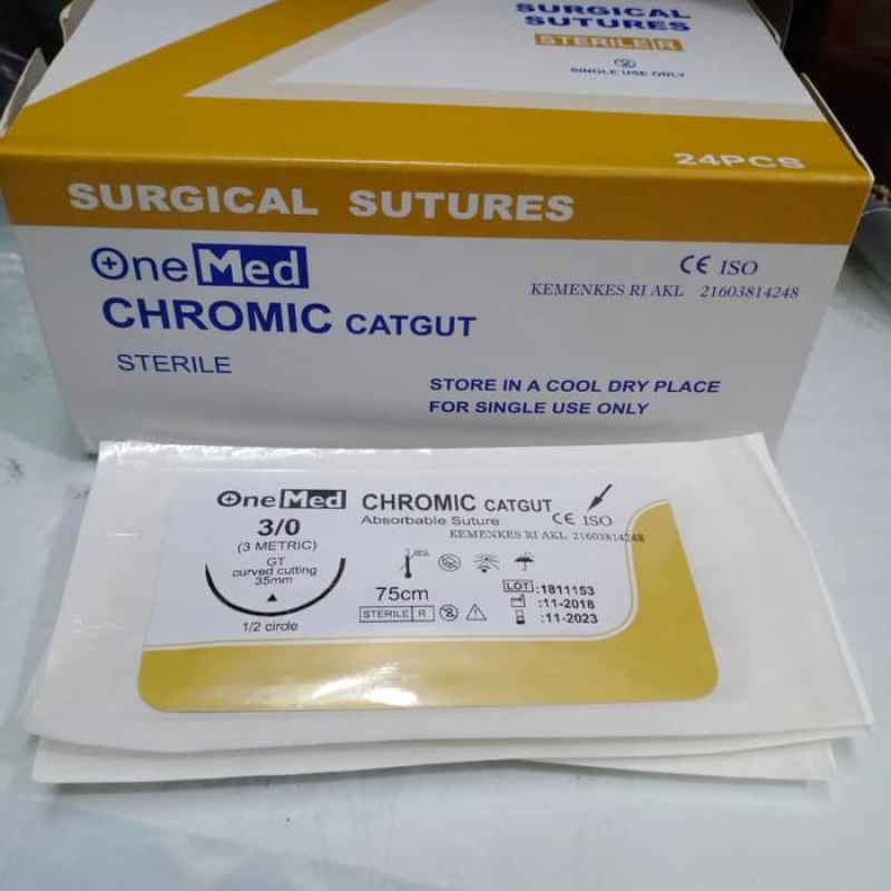 Jual Onemed Benang Jahit Catgut Chromic + Jarum 3.0 - CHROMIC 2 di ...