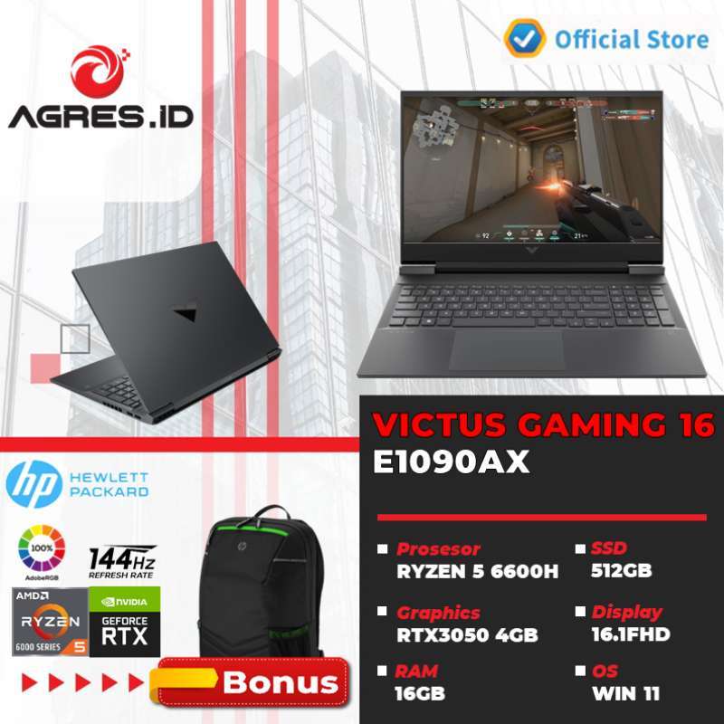 Promo HP VICTUS GAMING 16 E1090AX - RYZEN 5 6600H 16GB 512SSD RTX3050 ...