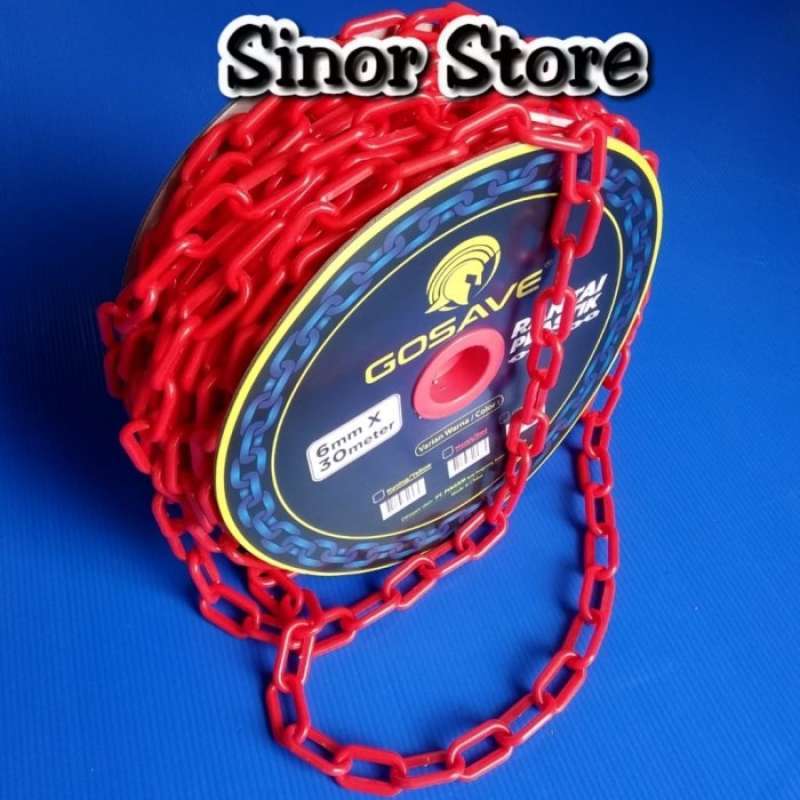 Jual Rantai Plastik Safety MERAH Traffic Cone 6 MM x 30 Meter Pengikat ...