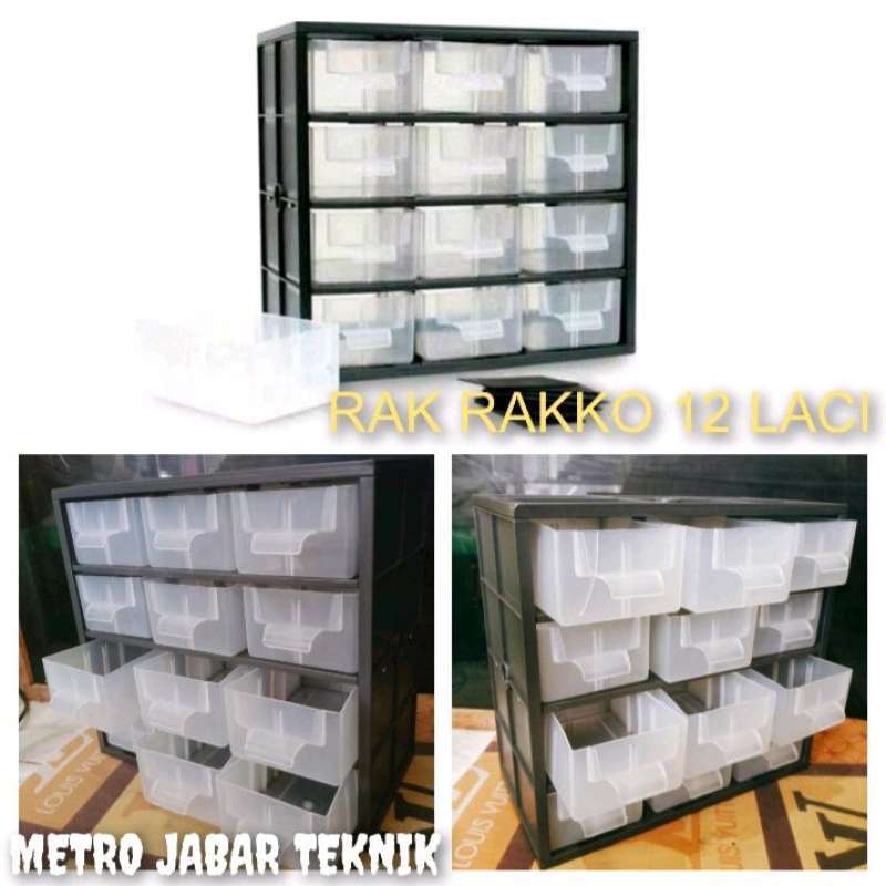 Jual Rak Susun 12 Laci Rakko plastic Lemari Tools penyimpanan komponen ...