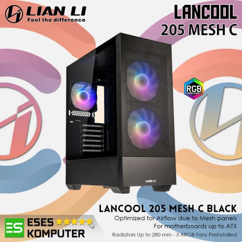 Jual Case LIAN LI LANCOOL 205 MESH C ATX | 3X ARGB FANS | USB TYPE C di ...