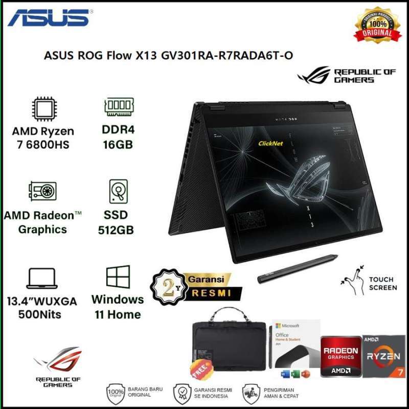 Jual ASUS ROG Flow X13 GV301RA AMD R7-6800HS RAM 16GB SSD 512GB WUXGA ...