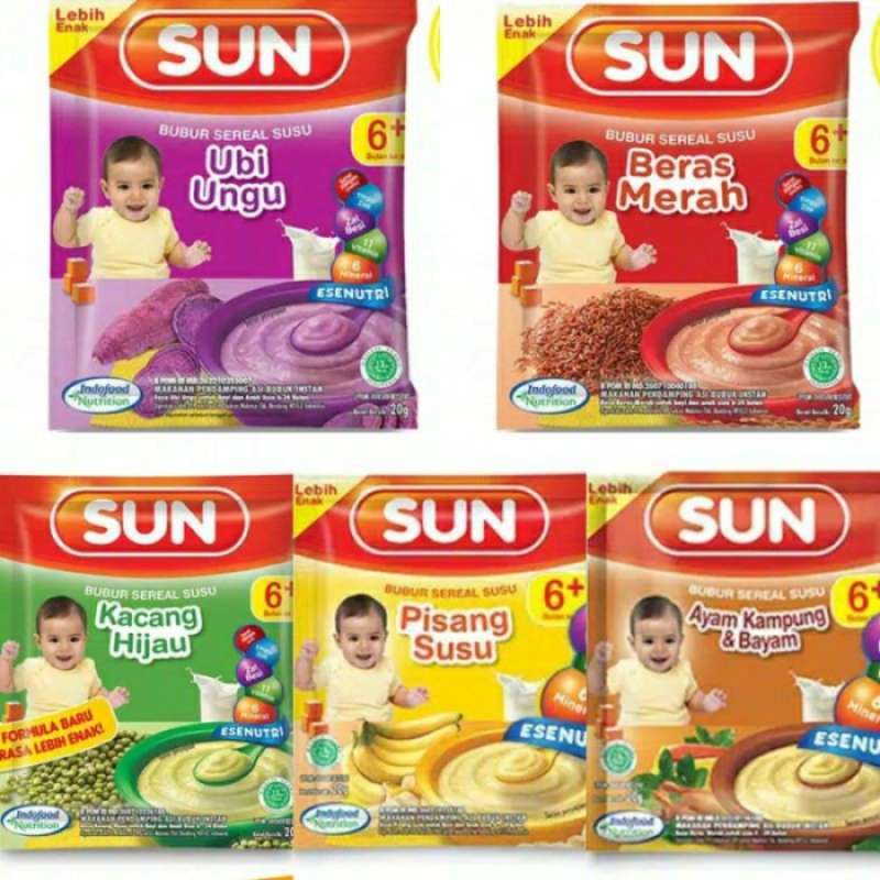 Jual [SACHET] SUN Bubur Sereal Susu Sachet 20gr - MPASI Bayi 6+ Instan ...